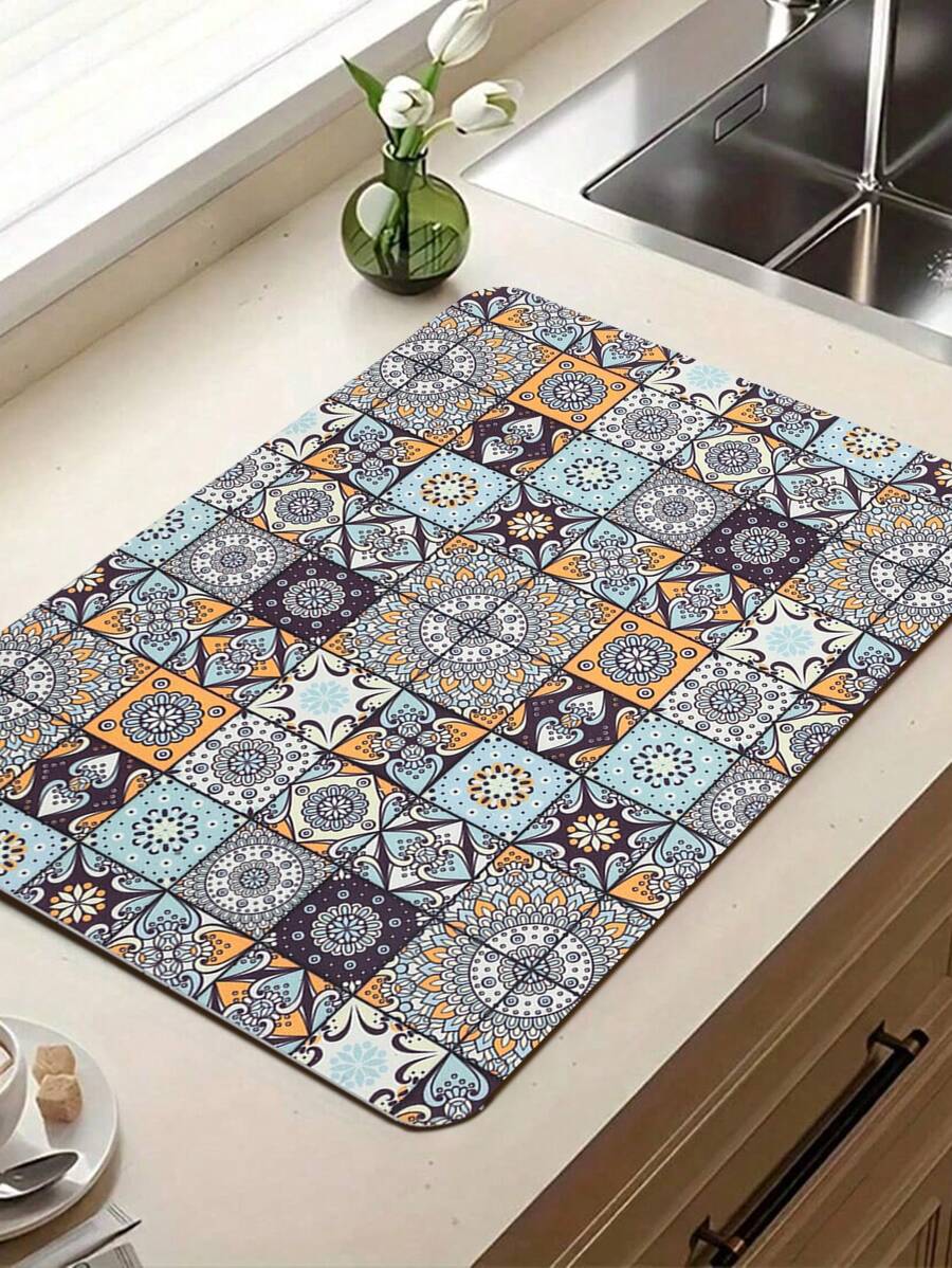 1pc Boho Design Quick Dry Coffee Mat Table Mat, Coffee Bar Desk Pad ...