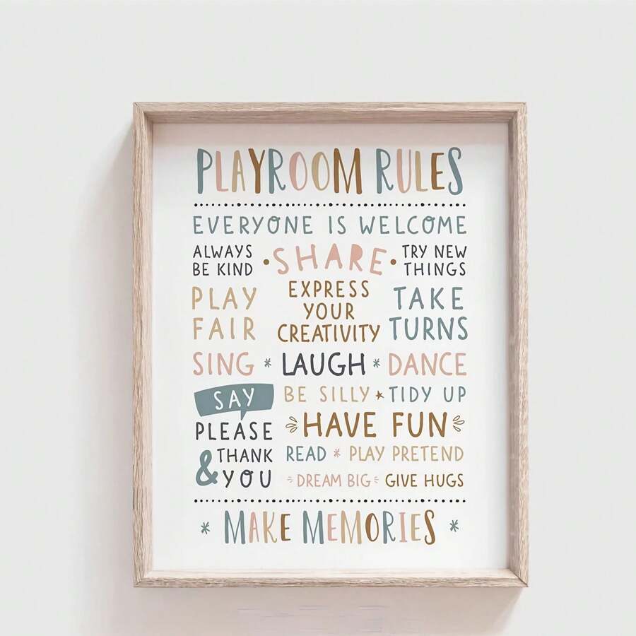 Modern Unframed Canvas Art Print - Colorful Game Room Rules Minimalist ...