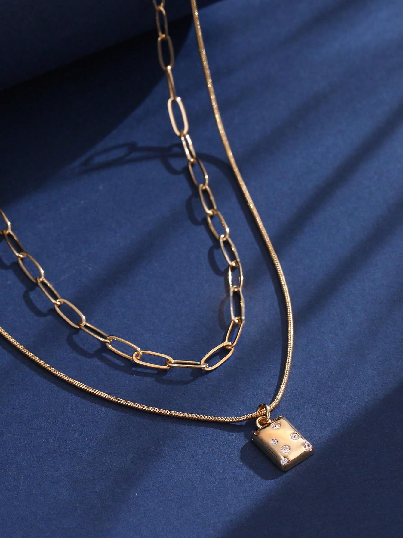 2pcs Men's Unique Snake Bone Shaped And Geometric Paperclip Necklace ...