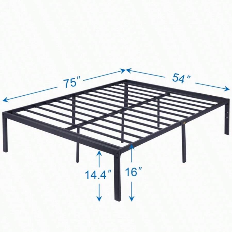 16 In Metal Platform Bed Frame King Twin Full Queen Size Mattress ...