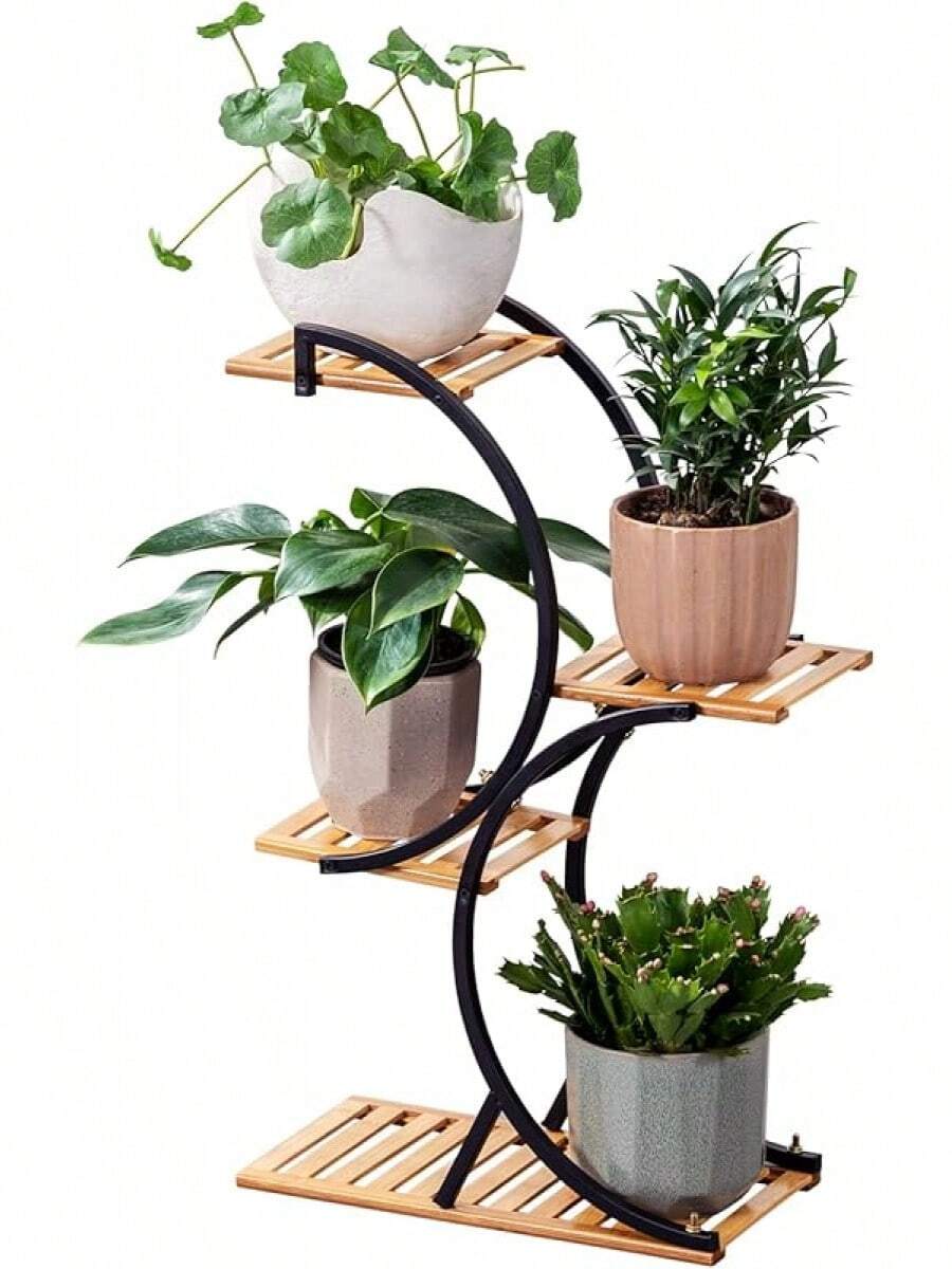 Bamboo 4-Tier Plant Stand Rack Multiple Flower Pot Holder Shelf Indoor ...