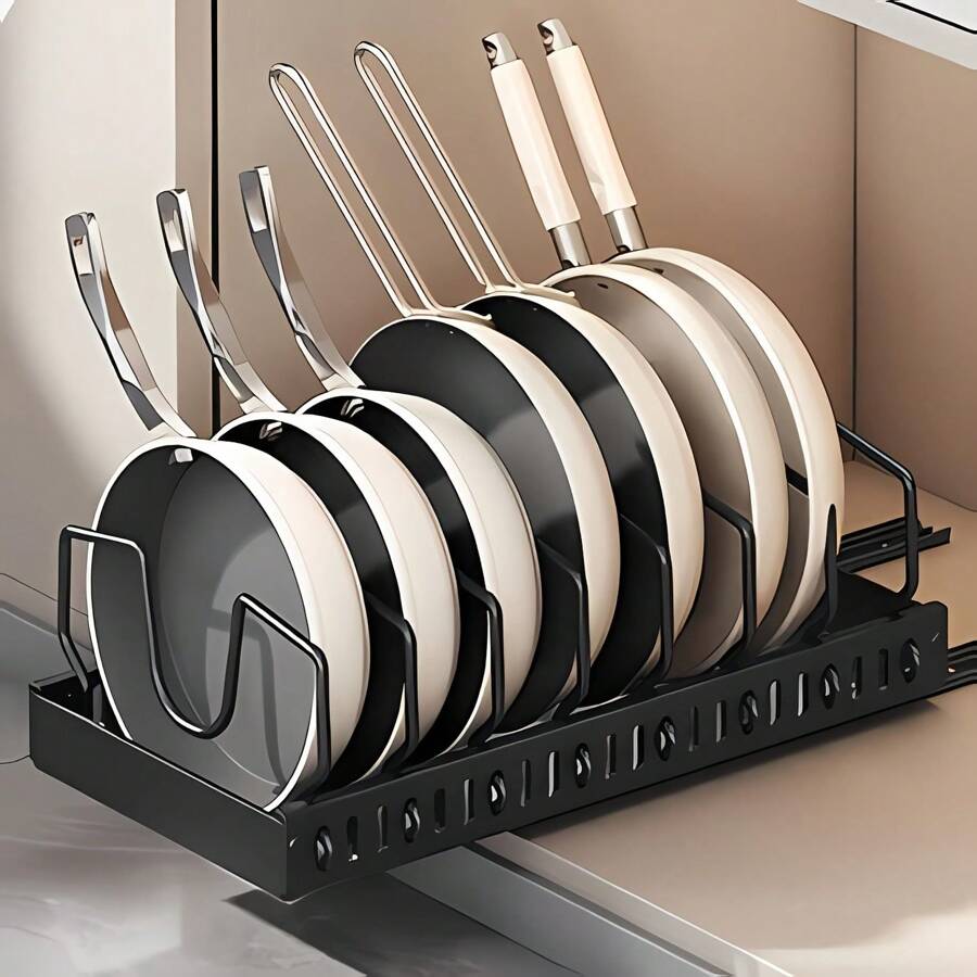 Pull-Out Kitchen Cabinet Organizer For Pots And Pans, Adjustable Metal ...