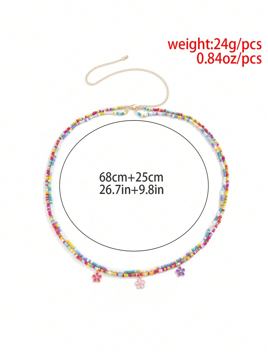 1pc Handmade Bohemian Beaded Flower Waist Belt, Colorful Rice Bead ...