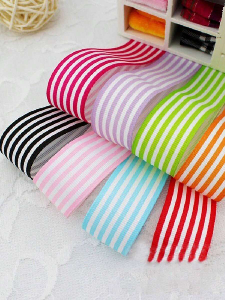 (20 Yards/Pack) 2.5cm Wide Striped Printed Grosgrain Ribbon For Baking ...