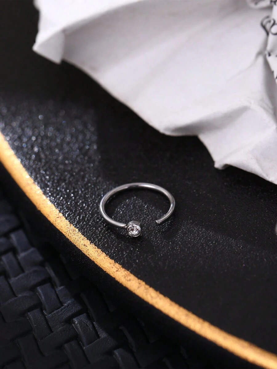 11pcs C-Shaped Stainless Steel Rhinestone Nose Rings, Fake Nose Studs ...