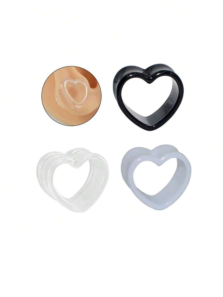AVYRING 2Pcs Star Heart Shape Acrylic Ear Tunnels Plugs Set White Black ...