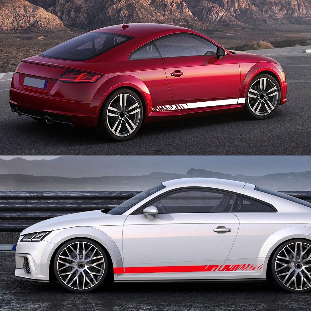 Car Door Stripes Sticker Trims Side Skirt Vinyl Decals Auto Accessories ...