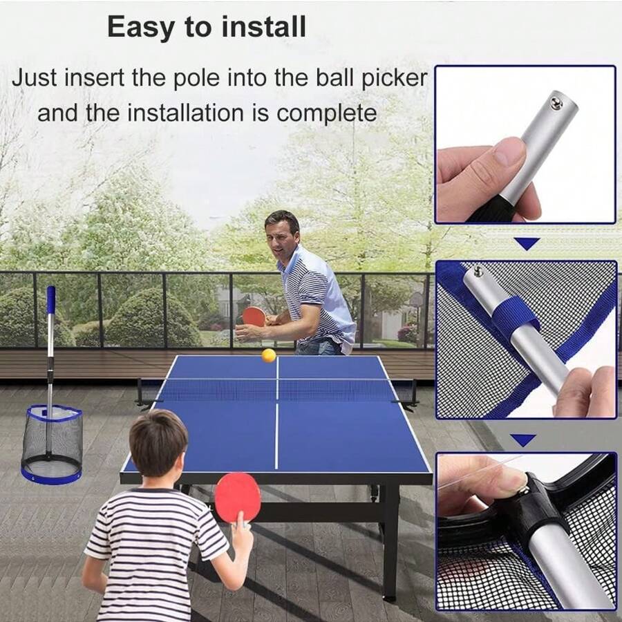 TNZMART Adjustable Ping Pong Ball Picker Portable Table Tennis ...