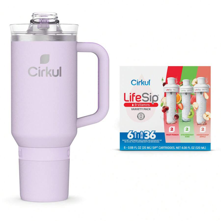 Cirkul 40oz All-Day StrawSip, Lilac Purple & Cirkul LifeSip Flavor ...