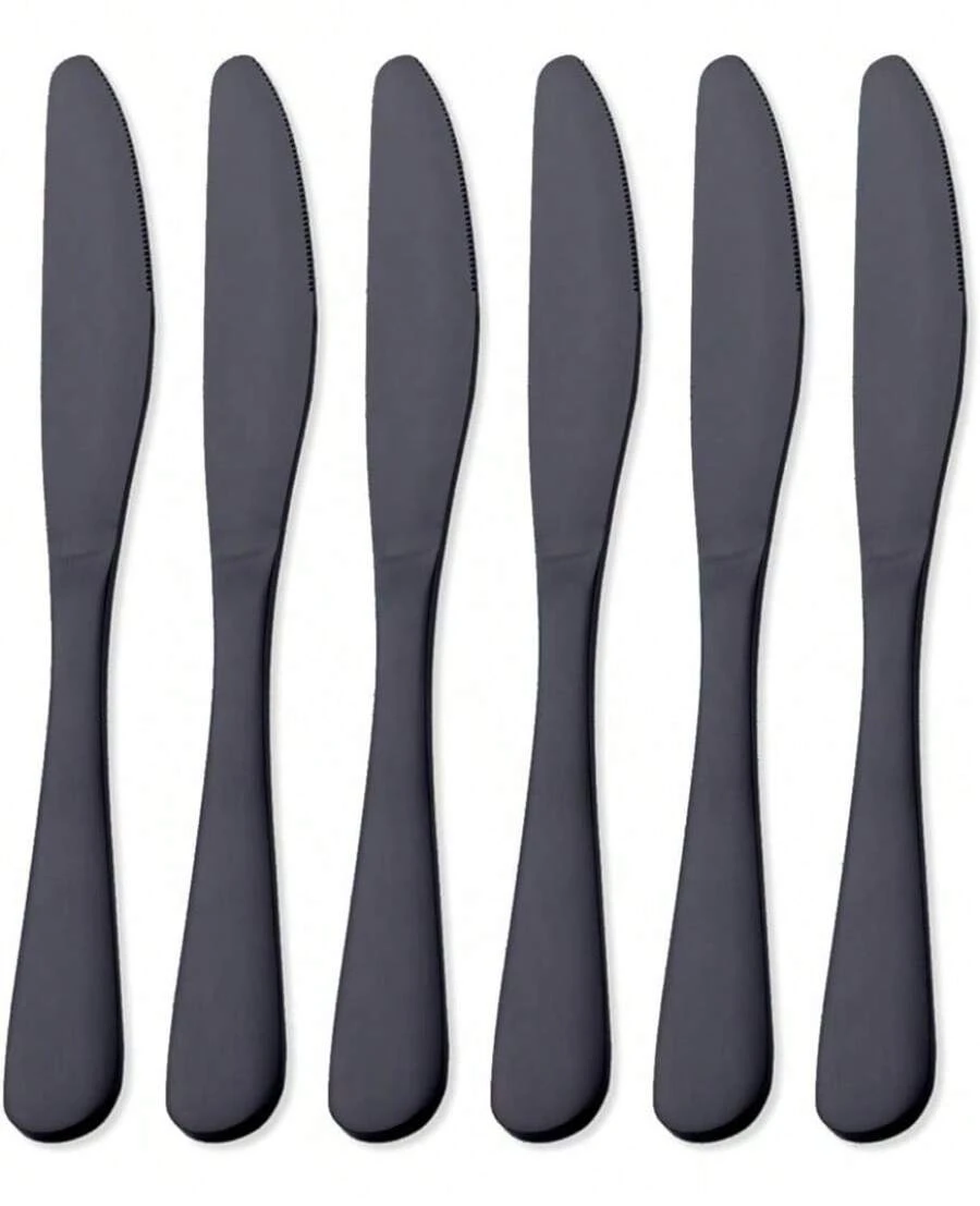 Black Dinner Knife, GoGeiLi Stainless Steel Satin Finish 9.4-Inch ...