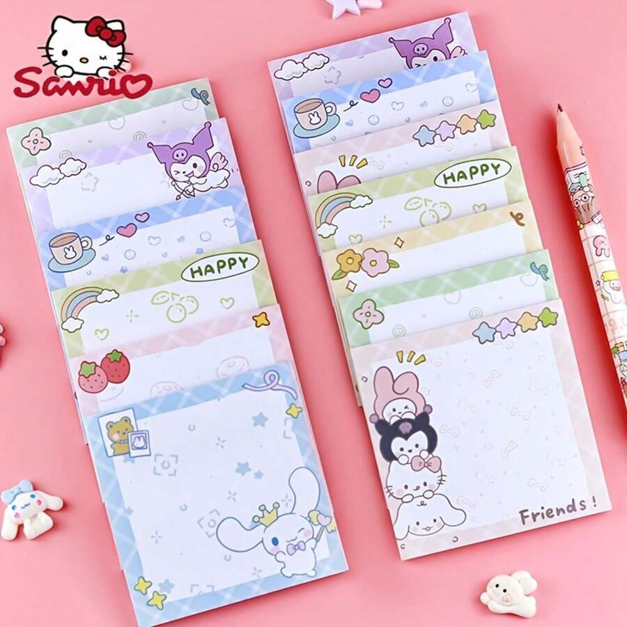 Sanrio 16pcs Sanrio Notepad, Kulomi Melody Cute Cartoon Sticky Notes ...
