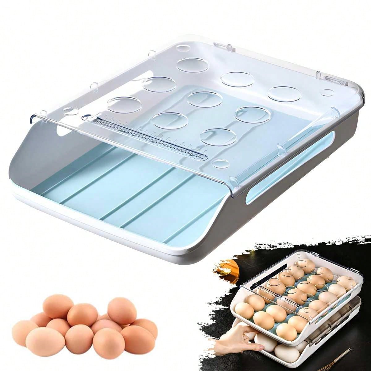 Refrigerator Egg Tray Plastic Egg Storage Drawer, Kitchen Organizer for ...