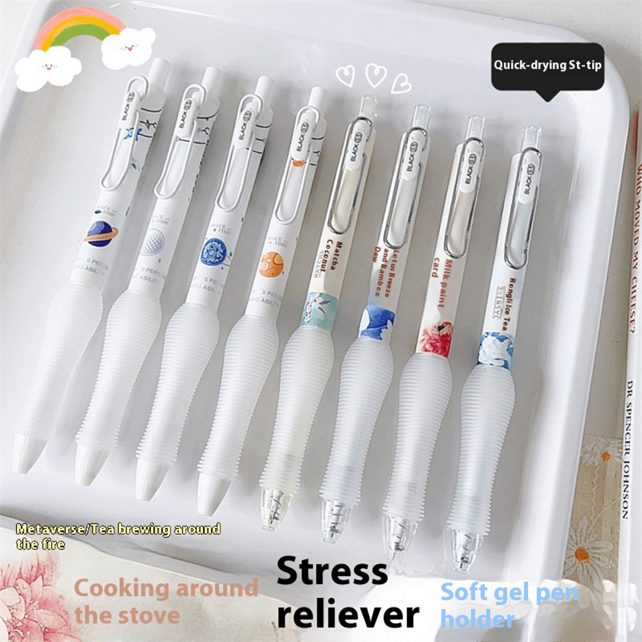 Black Banana 4pcs/Set Neutral Pens, Black Fine Line, ST Tip, Pressure Relief Push Button, Tea ...