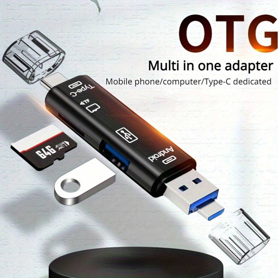 5-In-1 High-Speed SD Card Reader Type-C & OTG Adapter - Compatibility ...