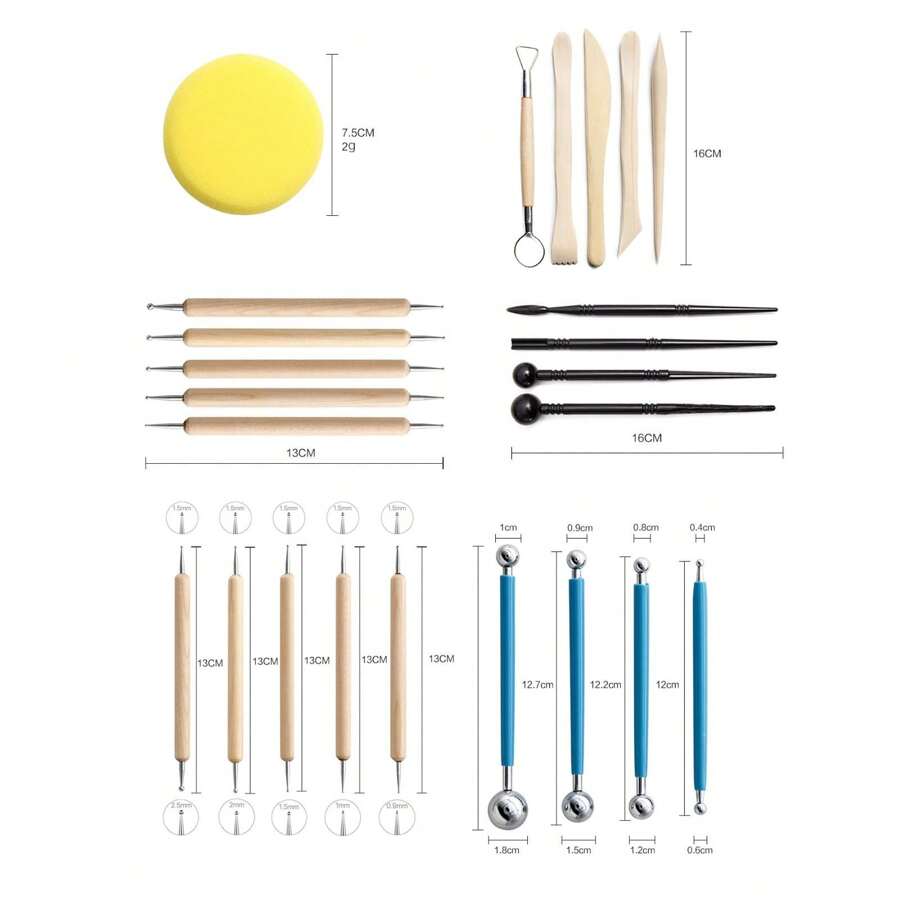 Clay Tools 32 Pieces, Rubber Tip Sculpting Brushes Carry Bag, Clay ...