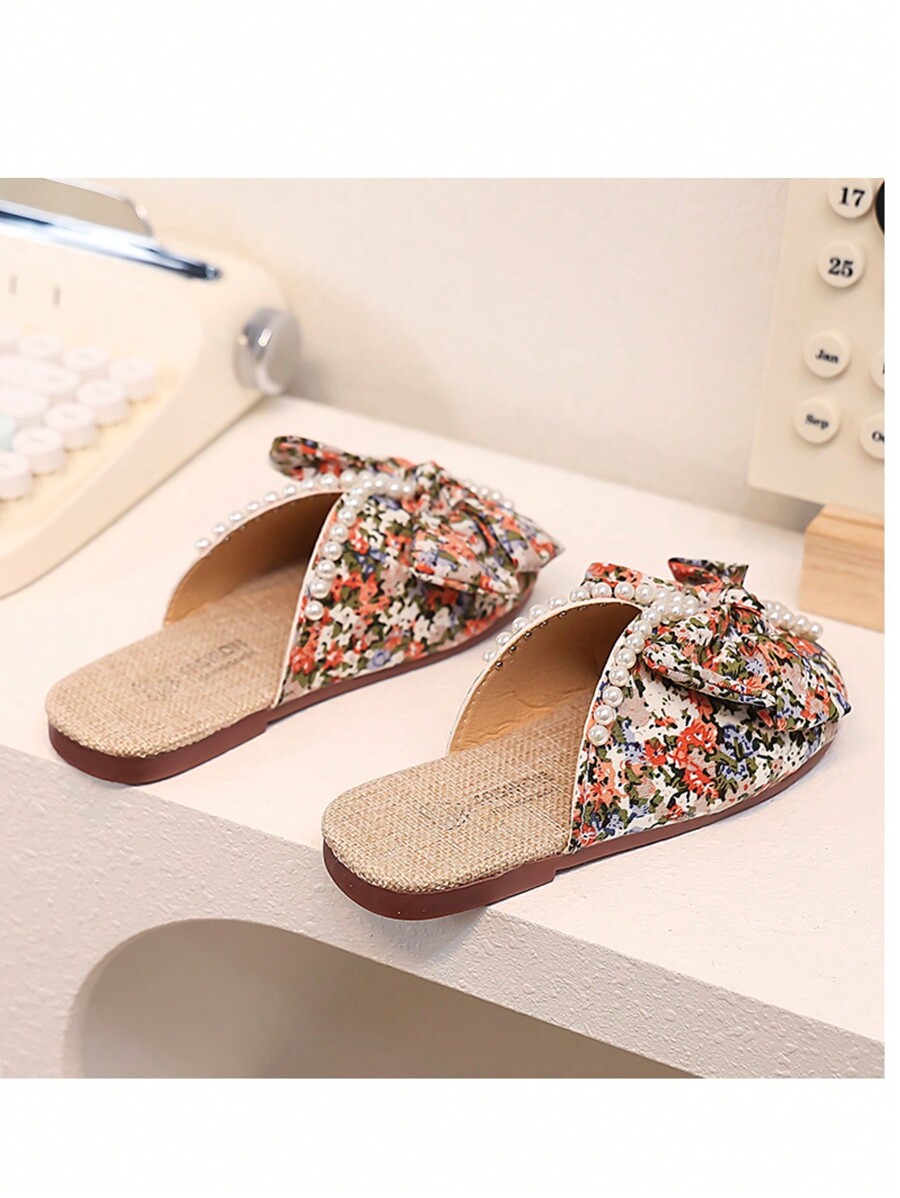 Sandalias de Baotou para niñas 2025 nuevas, tipo chancla plana con moño ...