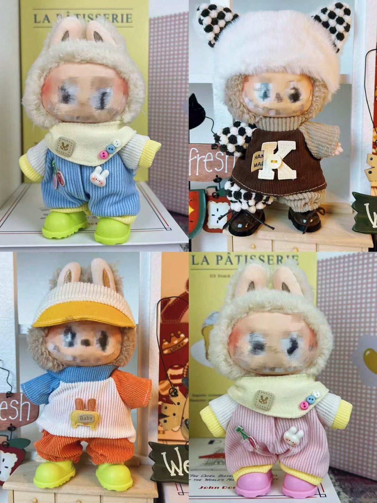 Conjunto de ropa de muñecas Labubu de 17 cm de peluche, adecuado para ...