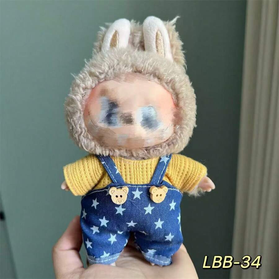 Set di abbigliamento per bambole in peluche Labubu da 17 cm per la ...