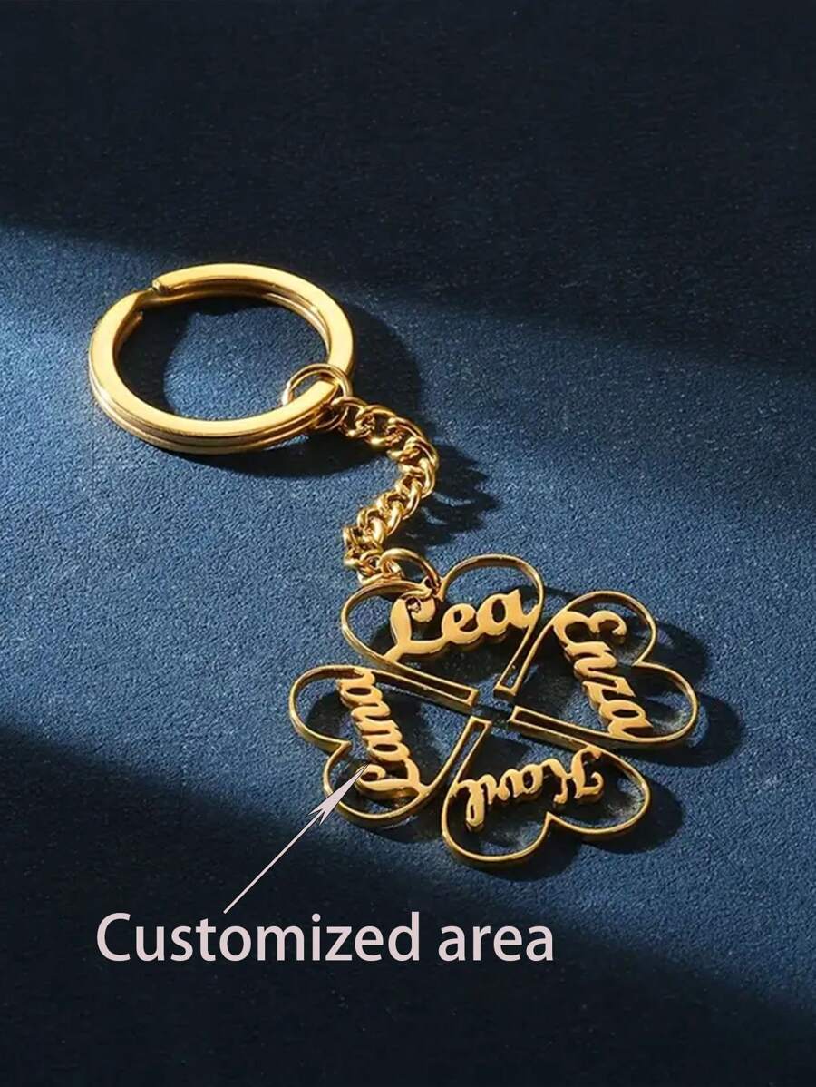 Customize 1-4 Name Clover Keychains, Customize Multiple Heart-Shaped ...