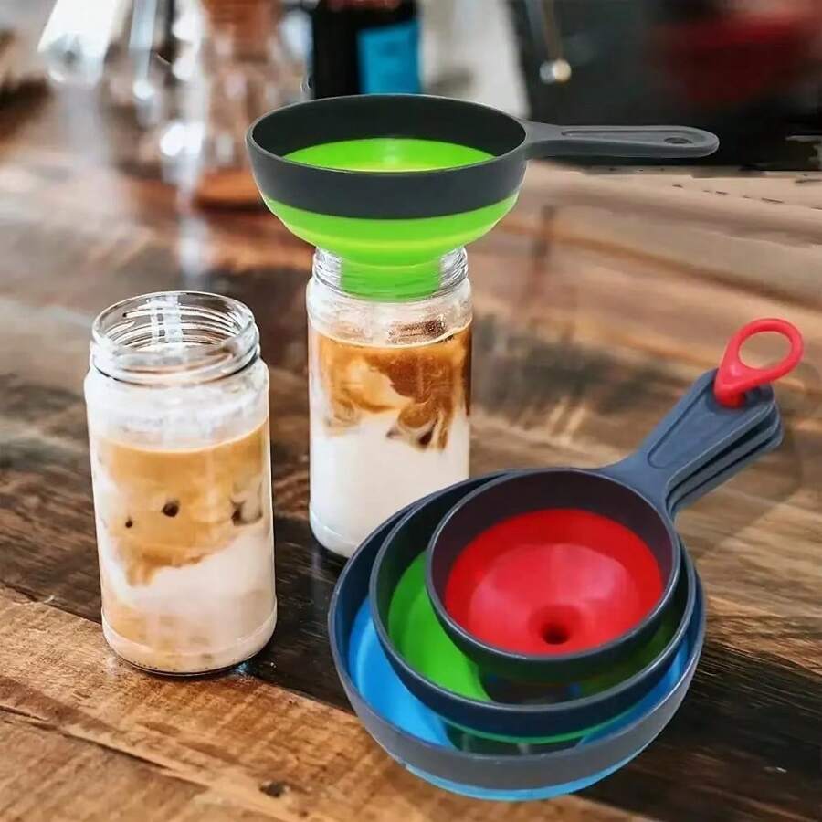3PCS Retractable Folding Plastic Funnels Kitchen Soy Sauce Discharge ...
