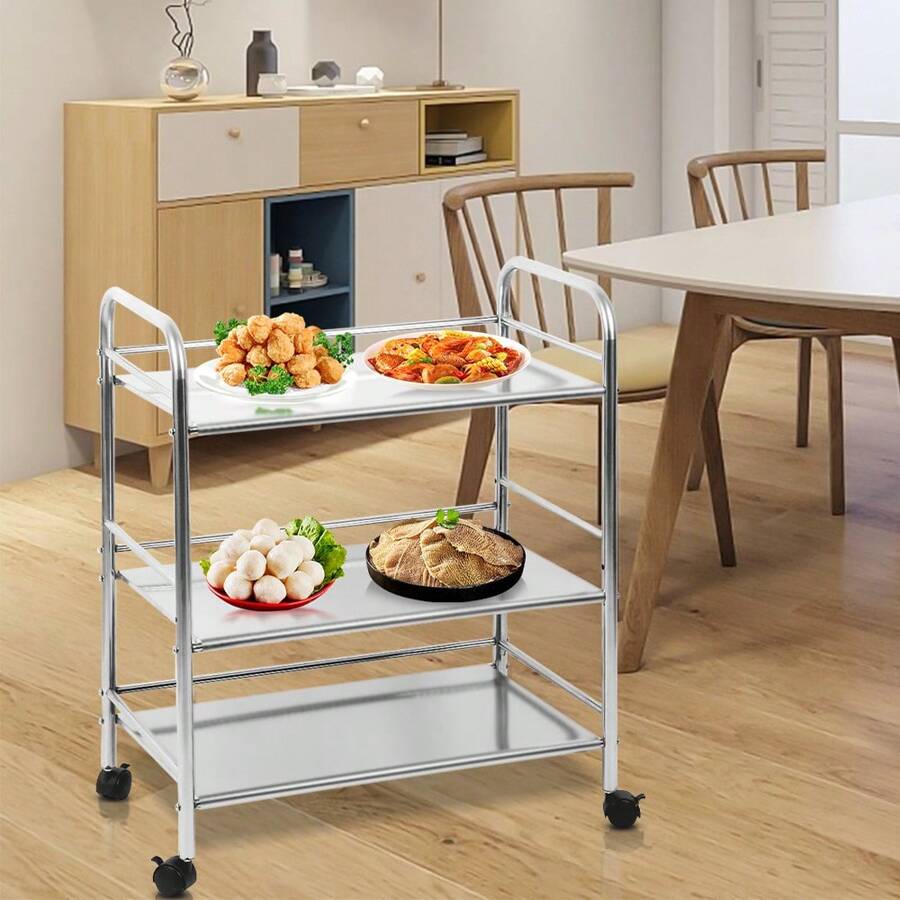 Carro de cocina con ruedas, carro de cocina de metal, 3 niveles ...