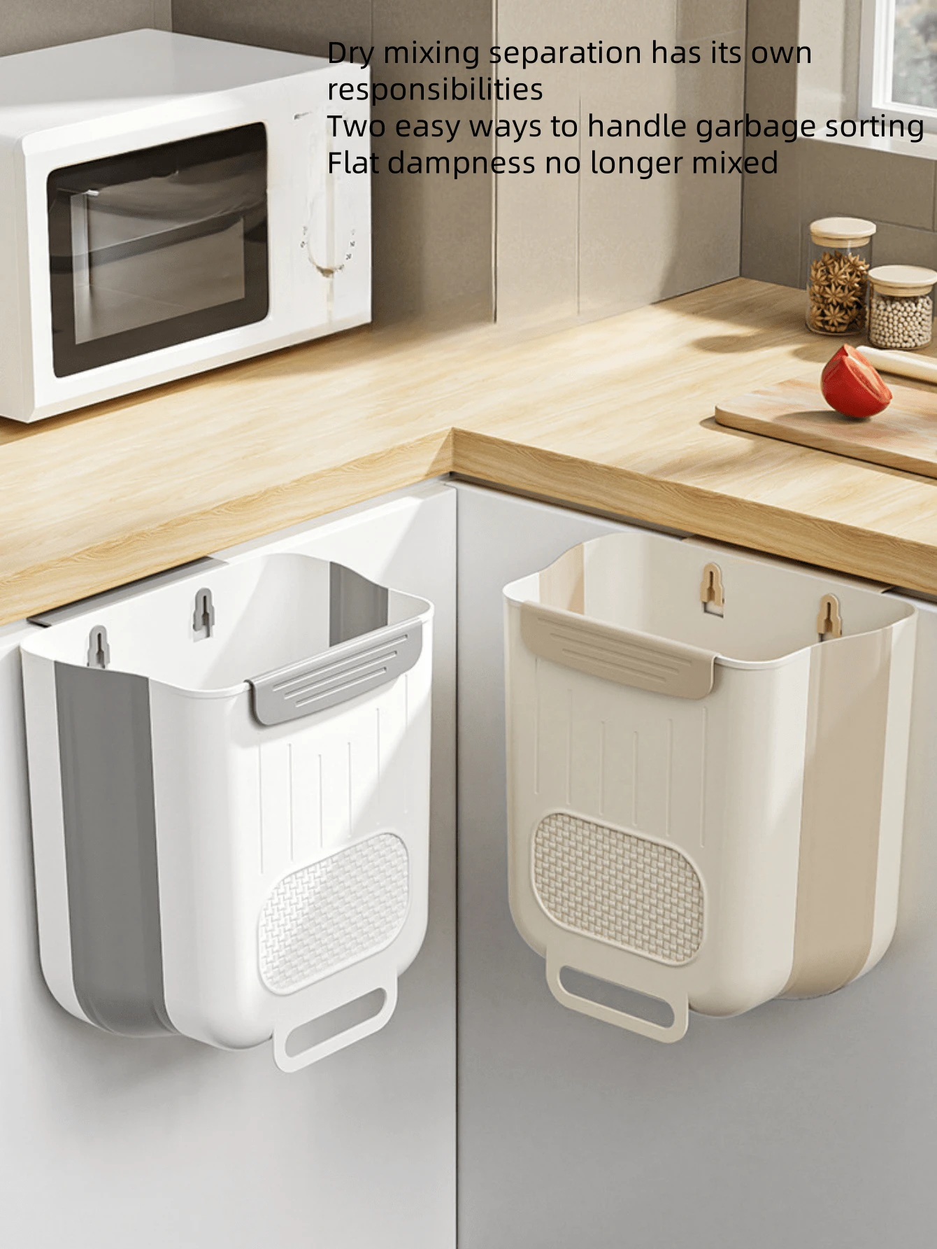 1pc Kitchen Wall-Mounted Trash Can, Foldable Large Capacity Garbage Bin ...