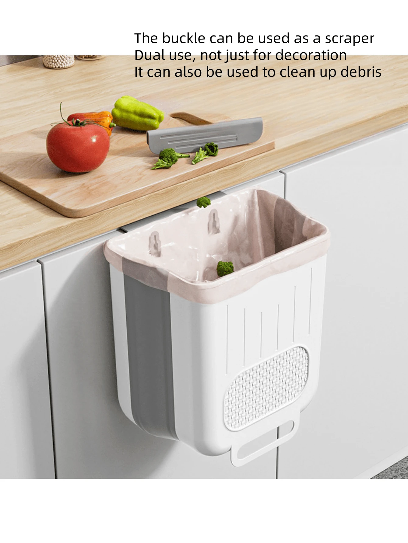 1pc Kitchen Wall-Mounted Trash Can, Foldable Large Capacity Garbage Bin For Cabinet Door ...