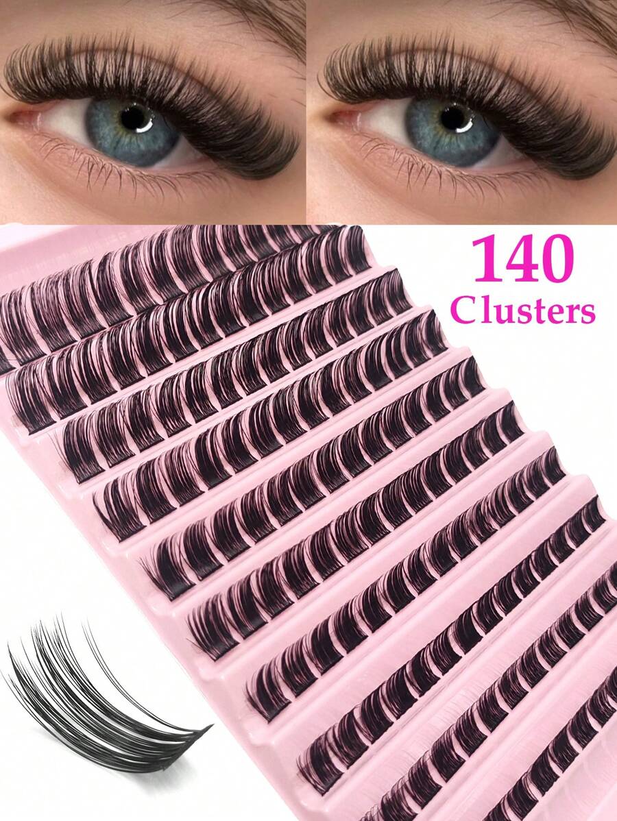140 Pcs D Curl Cluster Lashes 8-16mm Wispy Individual Lashes Natural ...
