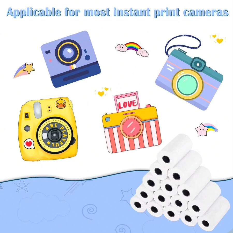 57mm White Camera Wood Pulp Thermal Photo Paper Non-Sticky Instant ...