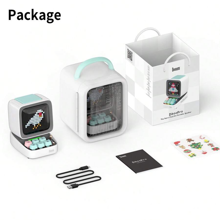 Divoom Ditoo Pixel Art Gaming Portable Bluetooth Speaker With 16*16 LED ...