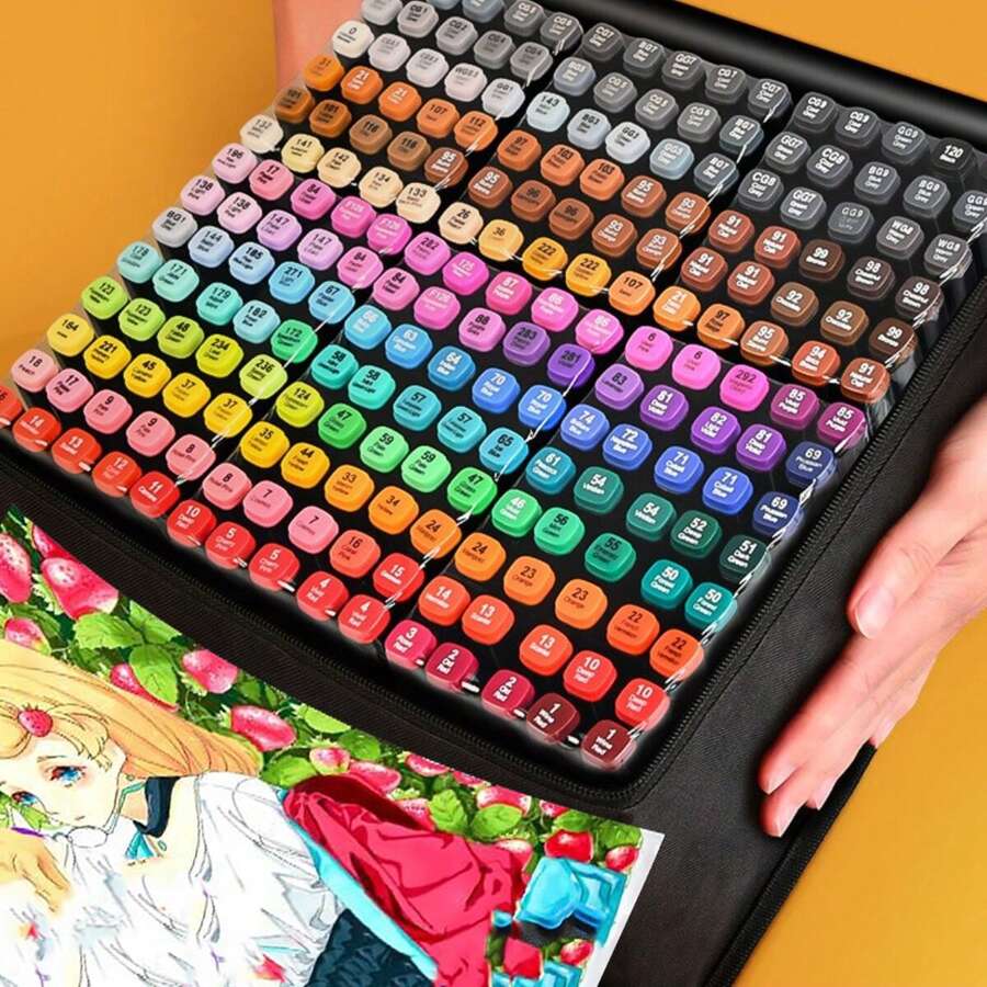 168PCS Kleuren Alcohol Markers Dual Tips Permanente Kunst Markers Pen ...