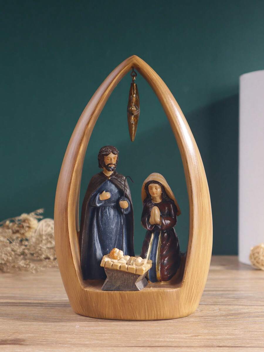 Nativity Scene Sculpture Figurine Resin Statue Craft Collectible ...