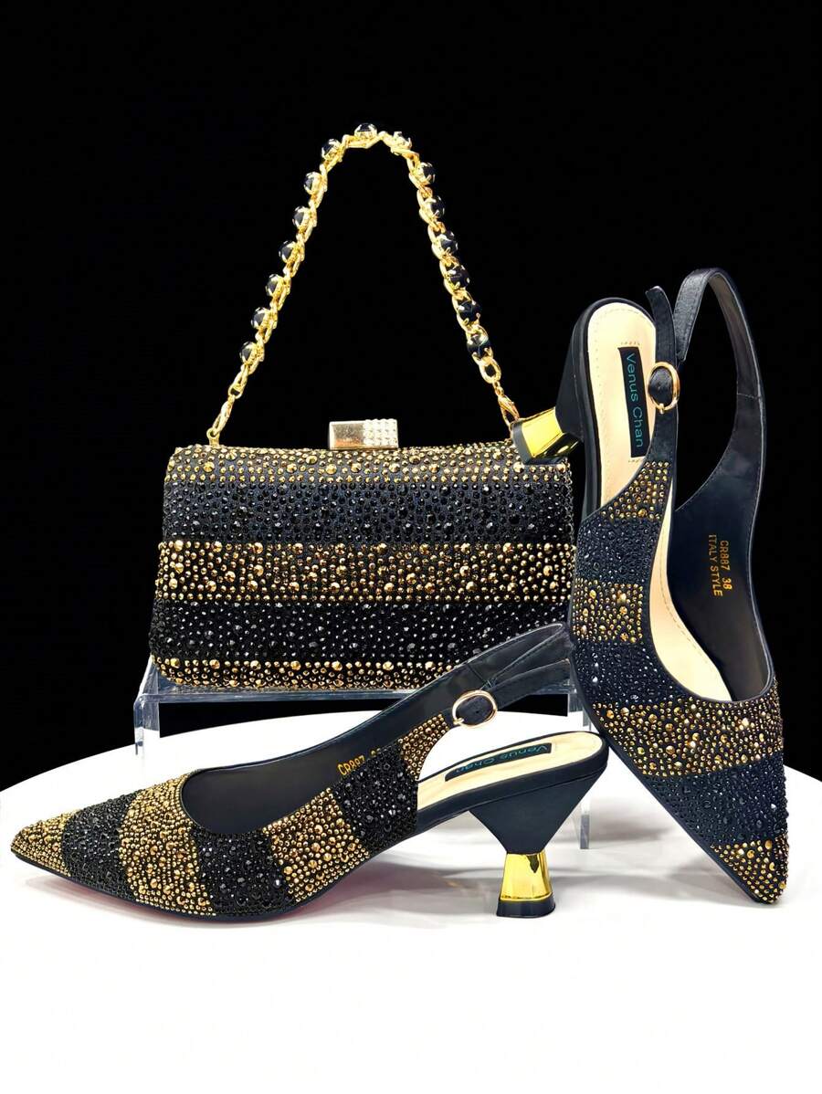 Venus Chan Estilo INS Saltos Pontudos com Strass para Mulheres 2025 ...