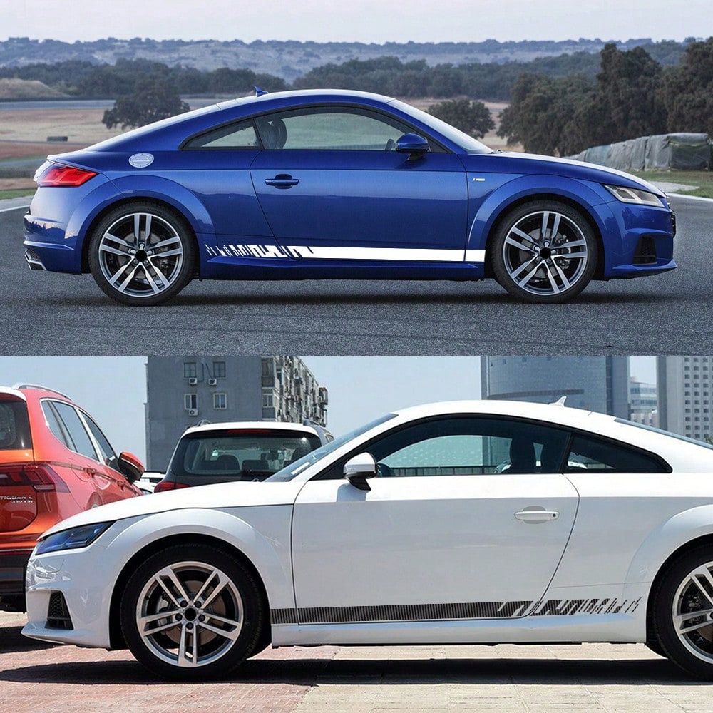 Car Door Stripes Sticker Trims Side Skirt Vinyl Decals Auto Accessories ...