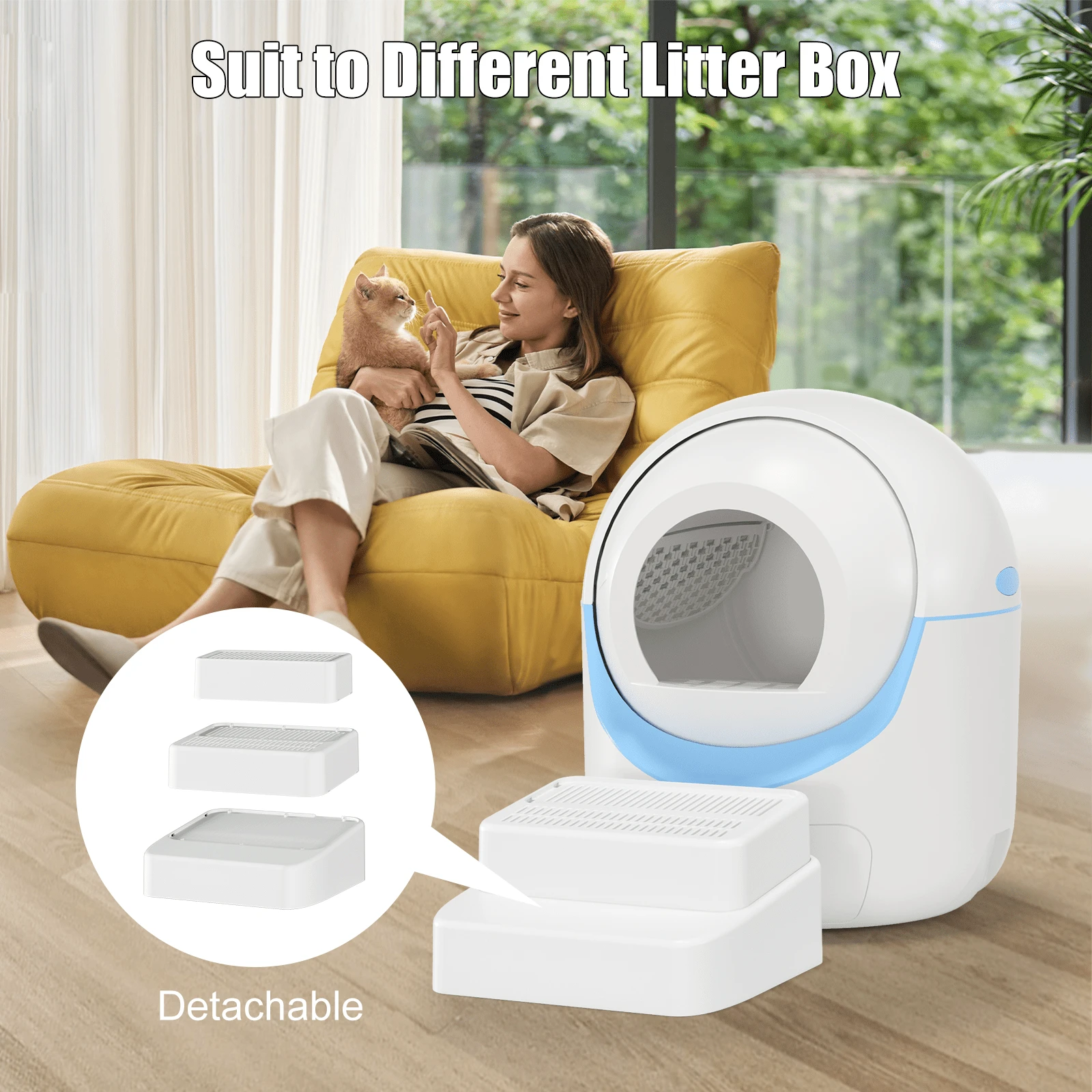 CATLK Cat Ramp For Automatic Cat Litter Box 3 Ramp Ladder Steps Stair ...