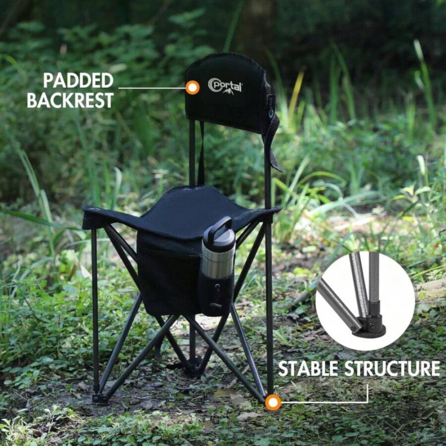 Extra Large Quick Folding Tripod Stool With Backrest Fishing Camping ...