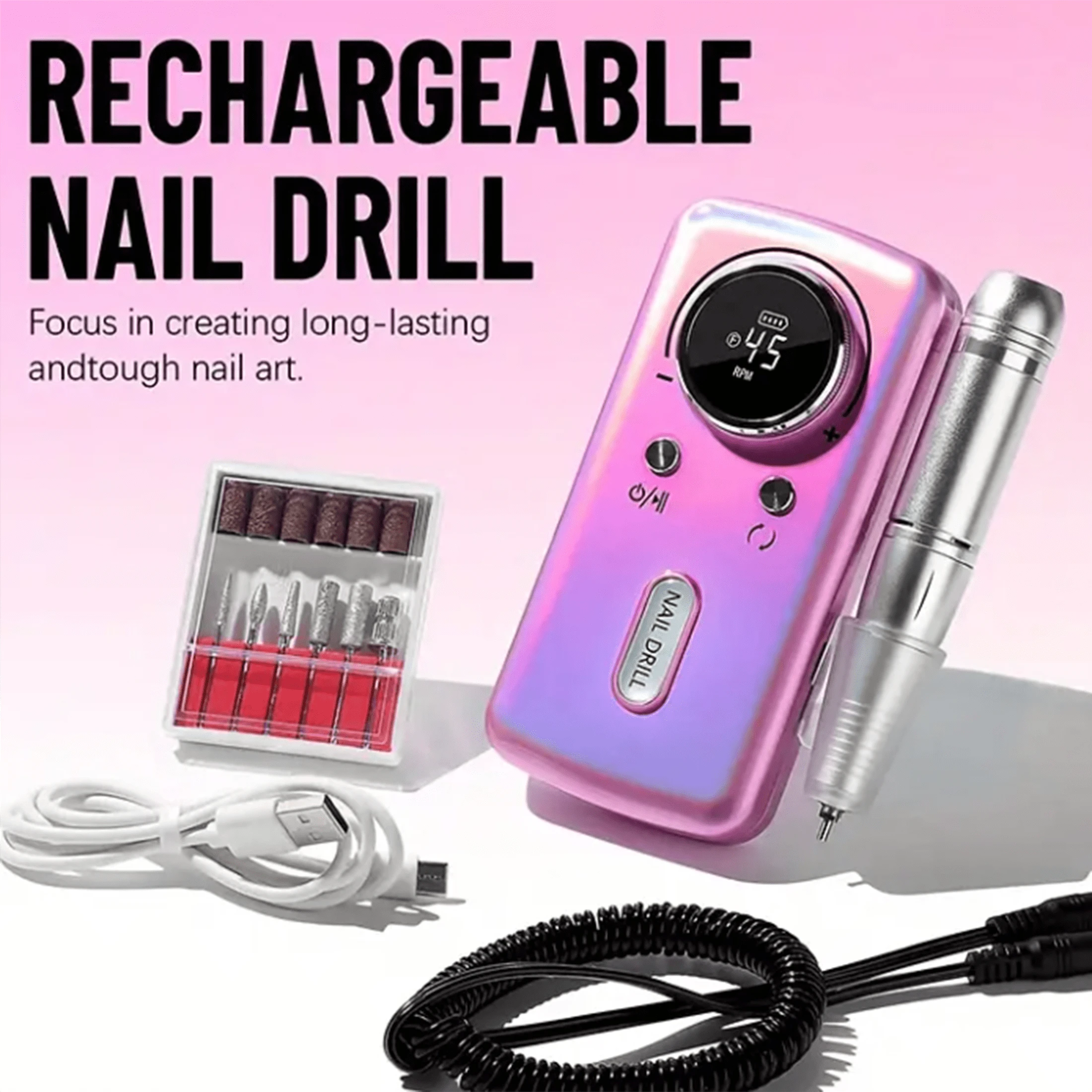 New Nail Polisher 45000 Rpm Rechargeable Portable Nail Polisher ...
