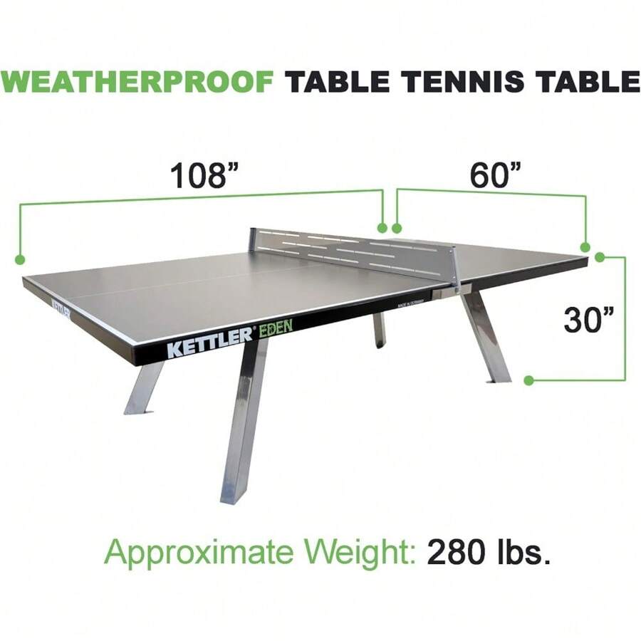 KETTLER Eden Weatherproof Stationary Outdoor Table Tennis Table With ...