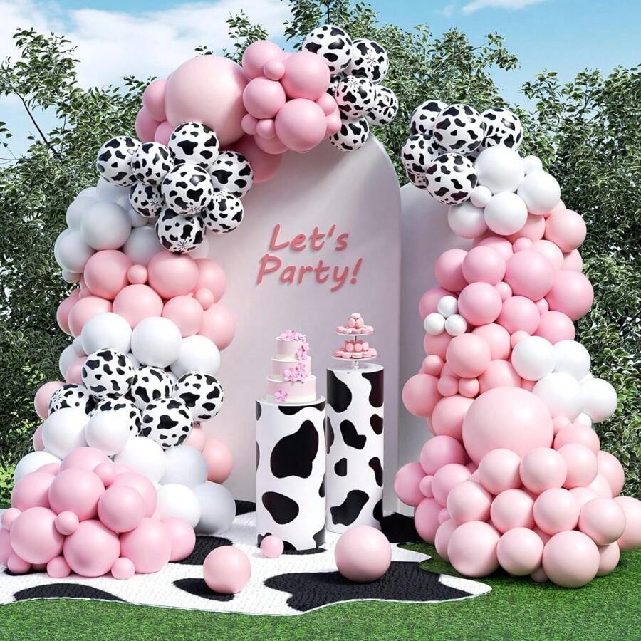 Cow Balloons Arch Kit - Pastel Pink Cow Latex Balloon Different Size ...