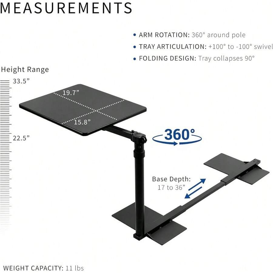 20 Inch Over Couch Swivel Table, Laptop Desk For Remote Work, Portable ...