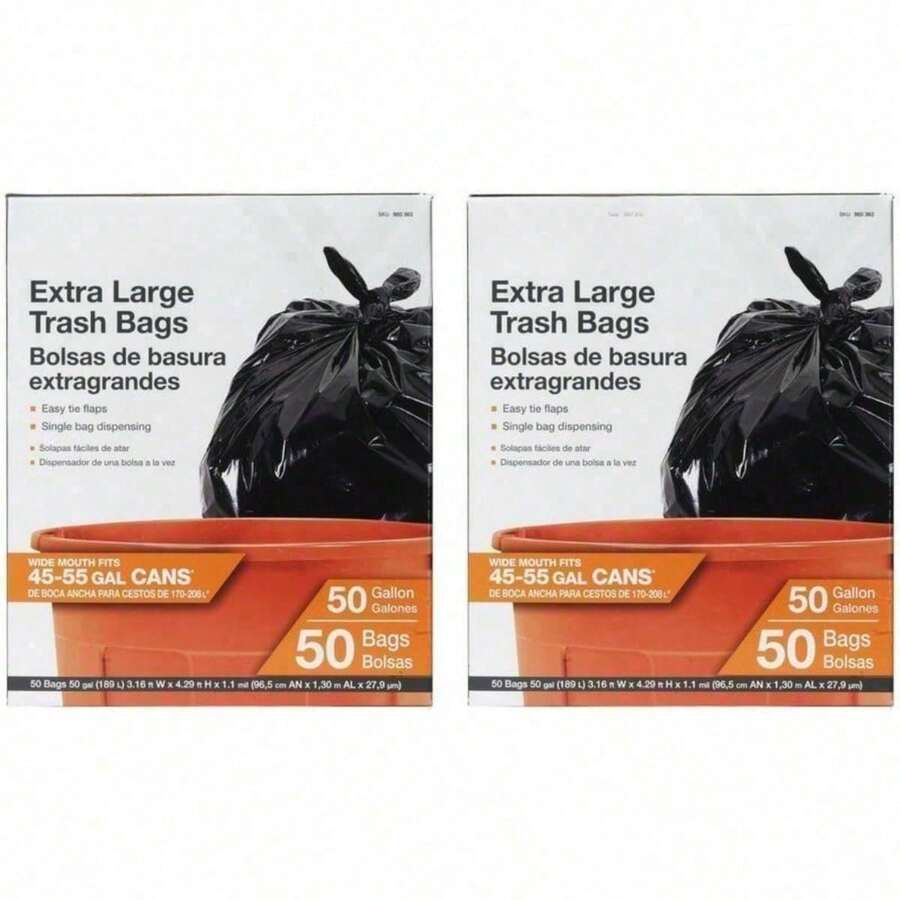 50 Gal. Extra Large Black Trash Bags (50-Count) (2 Pack) | SHEIN USA