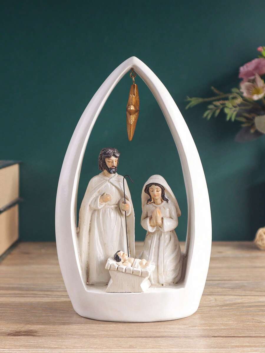 Nativity Scene Sculpture Figurine Resin Statue Craft Collectible ...