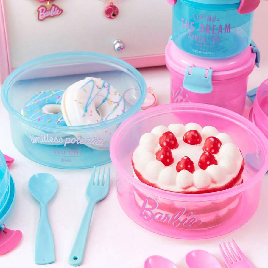 Miniso Lunch Box Double Layer With Spoon, Portable Salad Bowl Set, Food ...
