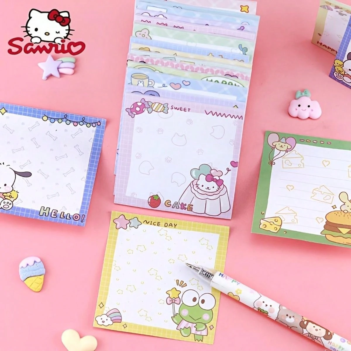 Sanrio 16 pezzi blocchetto Sanrio, note adesive con personaggi cartoni animati carini Kulomi ...