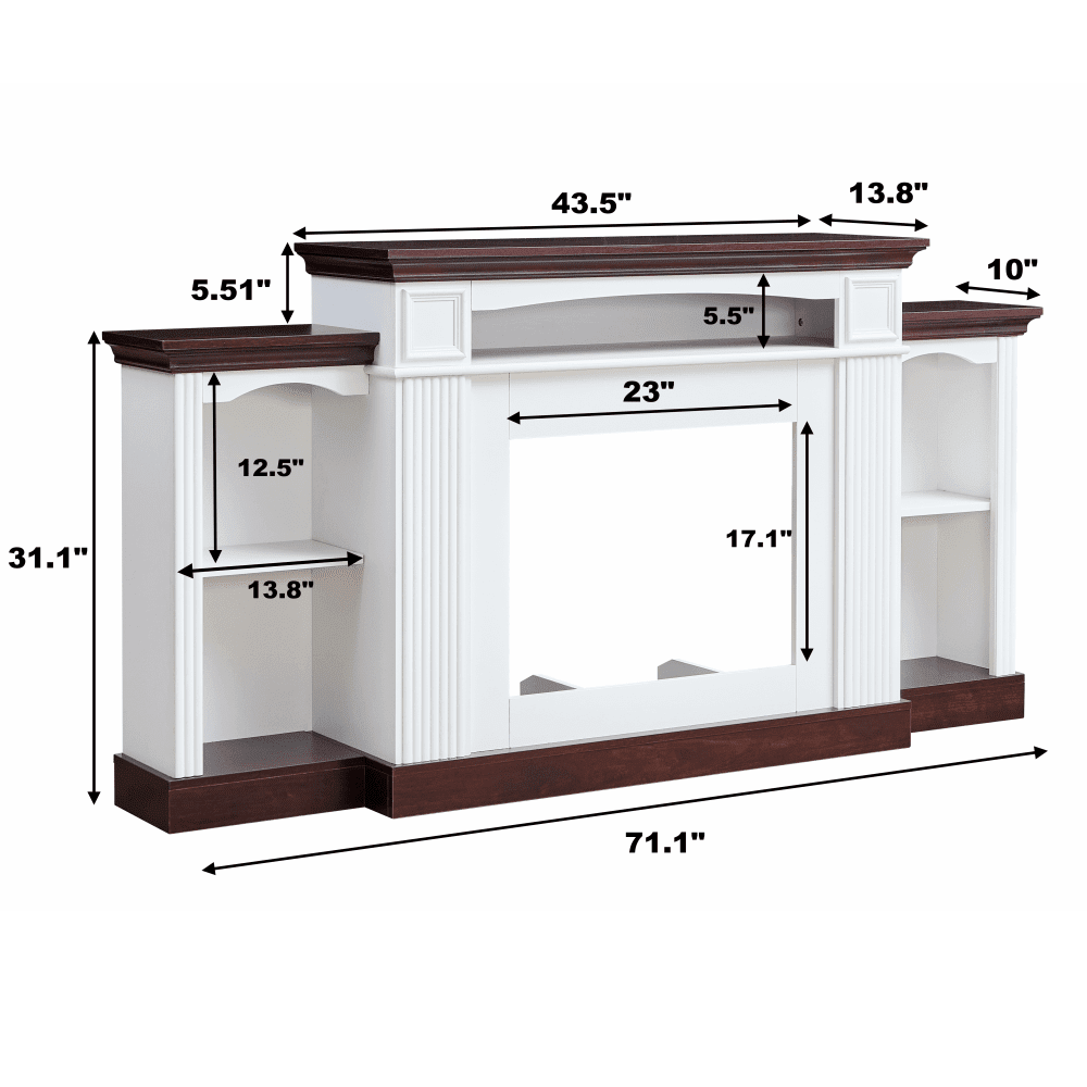 Farmhouse Style Fireplace TV Stand For 70-Inch TV Electric Fireplace TV ...
