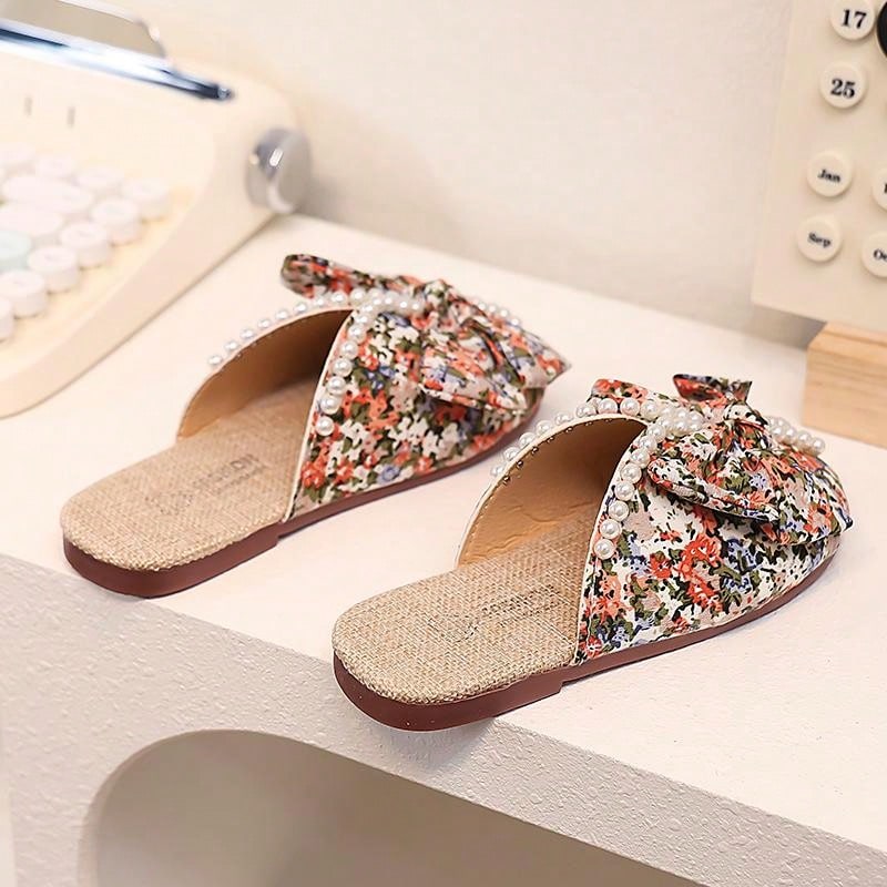 Sandalias de Baotou para niñas 2025 nuevas, tipo chancla plana con moño ...