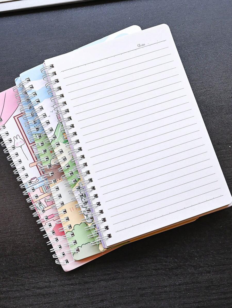 4pcs/Set A5 Spiral Notebooks, 60 Sheets Lined Paper Per Notebook ...