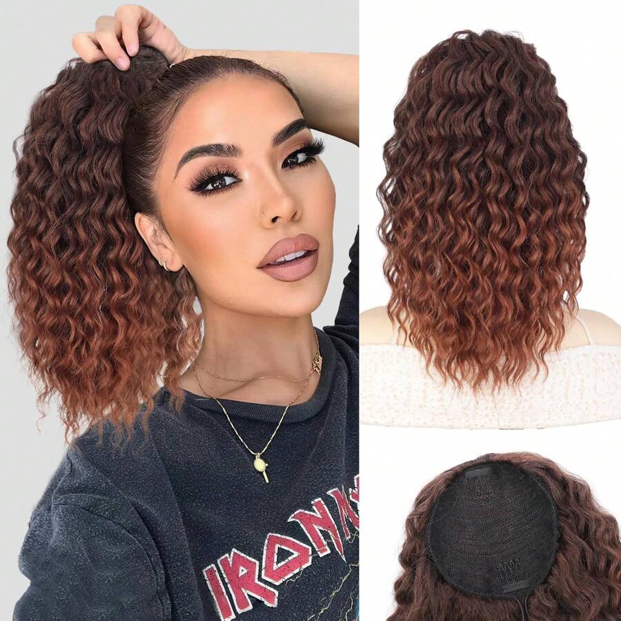 12-14 Inch Synthetic Long Afro Kinky Curly Ponytail, Fluffy, For Daily ...