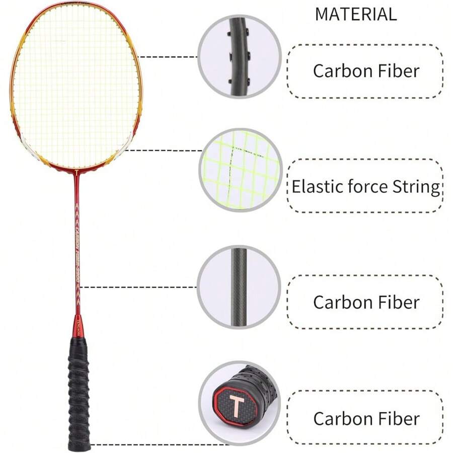 Badminton Racket, 4U Lightweight Badminton Racquet, Professional 100% Full Carbon Badminton ...