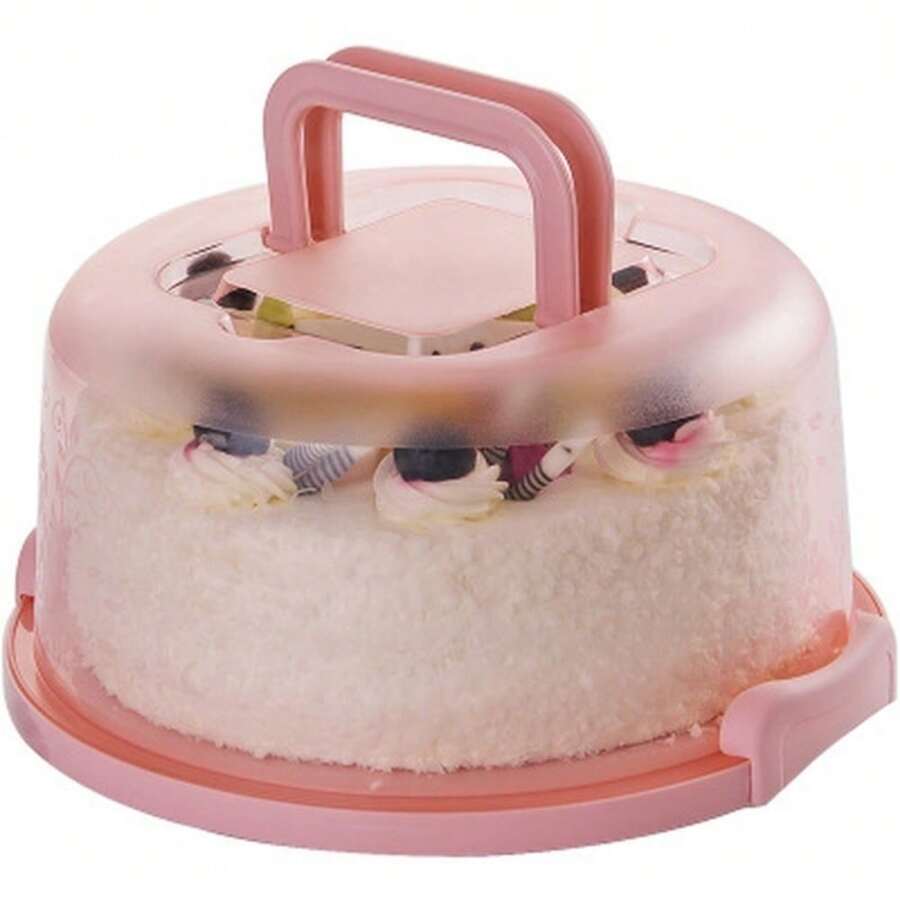 Cake Storage Box Round Handheld Cupcake Container Cake Box Plastic Bar ...